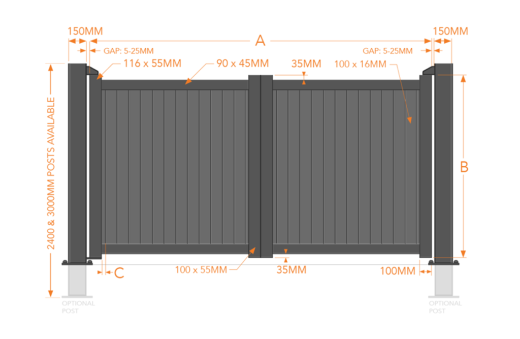 Full Privacy Aluminium Driveway Gate - Vertical Solid Infill and Flat ...